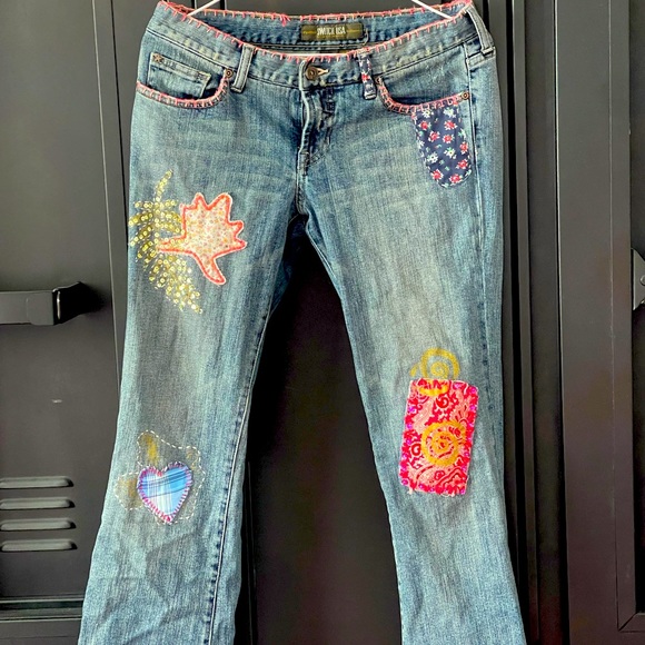 Jeans | Switch Usa Denim Flare Leg Jeans Low Rise Embellished Heart ...